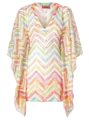 Missoni Short Covered Up Caftan In Printed Tulle - Multicoloured