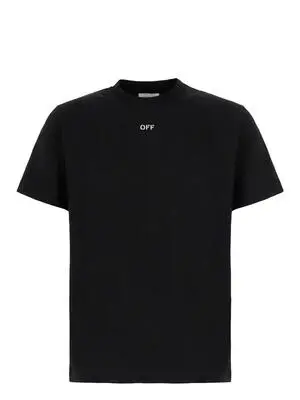 Off-White Embroidered-logo Cotton T-shirt - Black