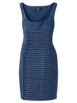 Versace Appliquéd Denim Mini Dress - Blue