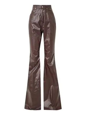 Rick Owens Bolan Coated Flared Jeans - Brown