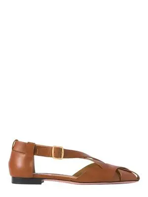 Bally Siana Woven Leather Flats - Brown