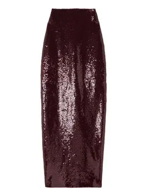 Galvan Galvan Diffusion Sequined Maxi Skirt Burgundy