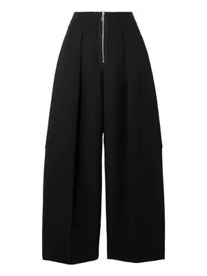 JEAN PAUL GAULTIER Grosgrain-trimmed Pleated Pants - Black