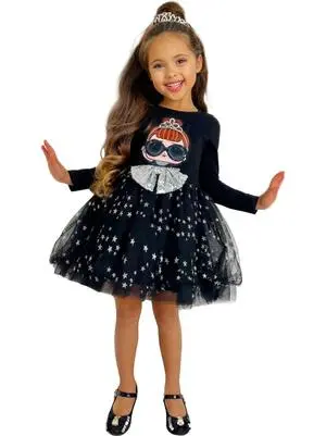 MIA BELLE GIRLS L.o.l. Surprise It Baby Shimmer Star Tutu Dress - Black