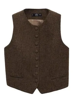 MANGO MANGO Nimes Microcheck Waistcoat
