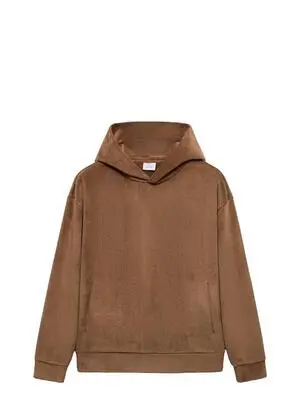 Mango Corduroy Pullover Hoodie - Tobacco Brown