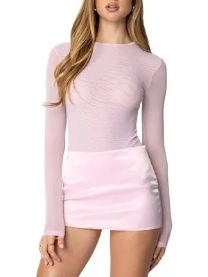 EDIKTED Clio Mesh Bodysuit - Light-pink