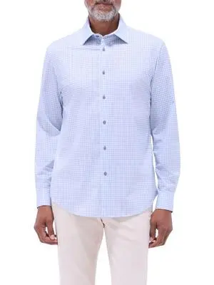 Bugatchi James Ooohcotton® Geometric Print Button-up Shirt - Air Blue