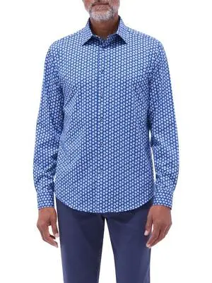 Bugatchi Jimmy Ooohcotton® Geo Print Button-up Shirt - Cobalt