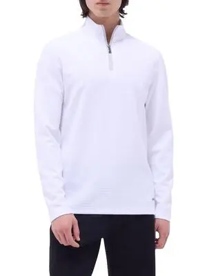 Bugatchi Bugatchi Waffle Knit Quarter Zip Performance Pullover White