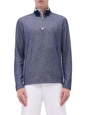 Bugatchi Quarter Zip Performance Pullover - Navy