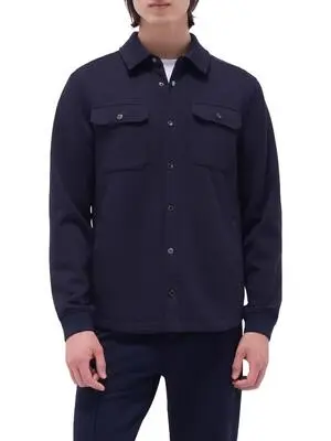 Bugatchi Soft Touch Knit Shirt Jacket Navy