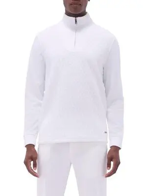 Bugatchi Bugatchi Quilted Quarter Zip Pullover Chalk