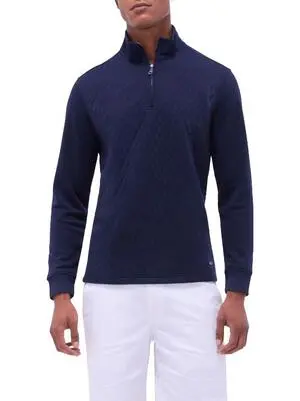 Bugatchi Bugatchi Quilted Quarter Zip Pullover Navy