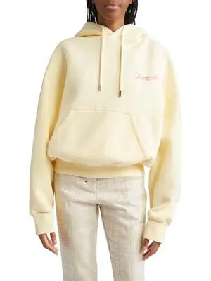 Jacquemus Le Hoodie Corto Embroidered Fleece Hoodie - Uni Club Beige