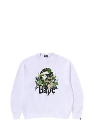 A BATHING APE BAPE Floral Ape Head Crewneck White