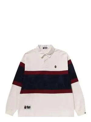 A BATHING APE Metal One Point Long-sleeve Color Blocking Rugby Polo 'ivory - Cream