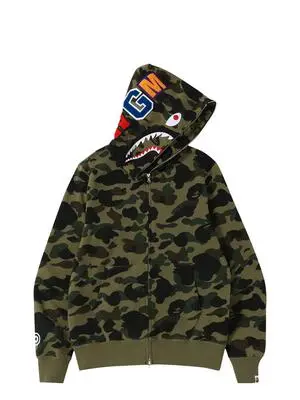 A BATHING APE 1st Camo Shark Full Zip Hoodie - Green