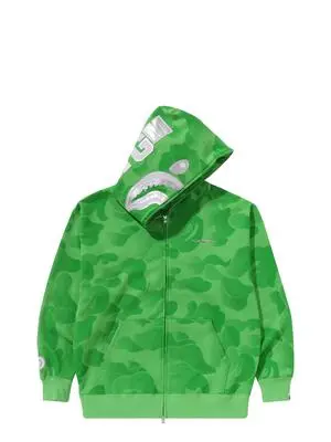 A BATHING APE Ink Camo Shark Zip Hoodie - Green