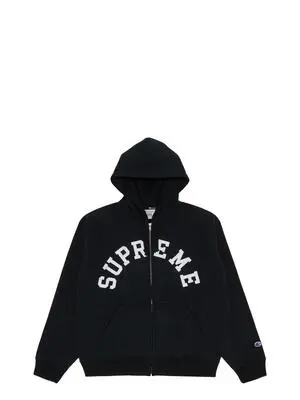 Supreme X Champion Zip Up Hooded Sweatshirt - Black