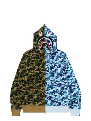 A BATHING APE Abc Camo Crazy Shark Full Zip Hoodie - Green