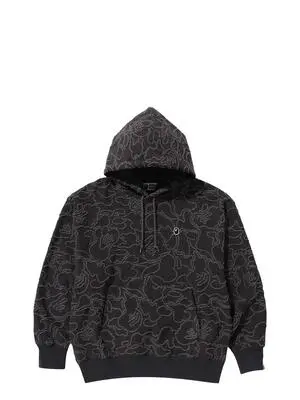 A BATHING APE Neon Camo Jacquard Relaxed Fit Pullover Hoodie - Black