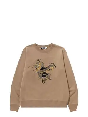 A BATHING APE BAPE Year Of Dragon Crewneck Tan