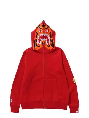 BAPE BAPE Tiger Full Zip Hoodie Red