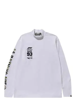 A BATHING APE X F1 Mock Neck Long-sleeve Tee 'white' White