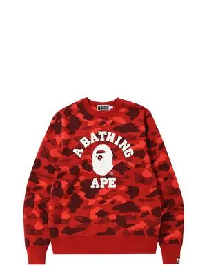 A BATHING APE Color Camo College Crewneck - Red