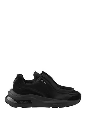 Prada Systeme Brushed Leather Sneakers - Black