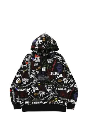 A BATHING APE Hand Draw Pullover Hoodie - Black