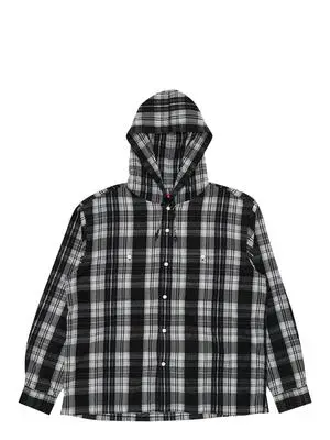 Supreme Printed Hooded Flannel Shirt - Black