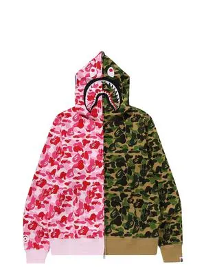 A BATHING APE Abc Camo Crazy Shark Full Zip Hoodie - Pink