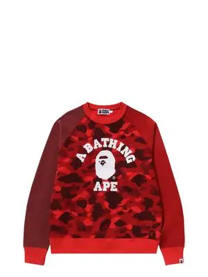 A BATHING APE Color Camo College Crewneck - Red