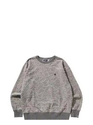 A BATHING APE Neon Camo Jacquard Crewneck - Grey
