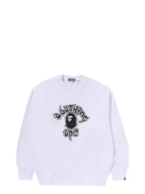 A BATHING APE Mad Ape College Heavy Washed Crewneck - White