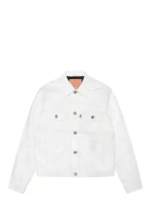 StÜssy X Levi's Leather Trucker Jacket - White