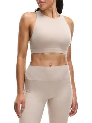 PELOTON Cadent High Neck Racerback Bra Sand/together We Go Far