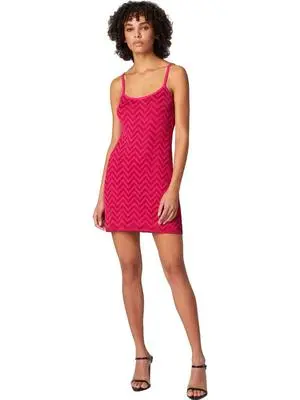 Missoni Tonal Chevron Sleeveless Mini-Dress Magenta Red