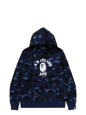 A BATHING APE Color Camo College Pullover Hoodie - Blue