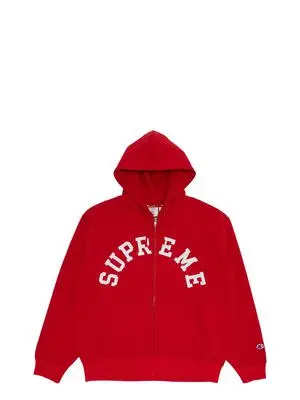 Supreme X Champion Zip Up Hooded Sweatshirt - Red