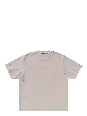 A BATHING APE Damaged Garment Dyed Relaxed Fit Tee 'ivory' Cream