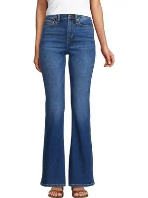 LANDS' END High Rise Skinny Flare Jeans - Indigo Tide Blue