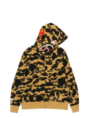 A BATHING APE 1st Camo 2nd Shark Full Zip Hoodie - Yellow