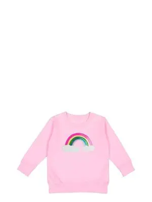 SWEET WINK Rainbow Sequin Patch Crewneck Sweatshirt Pink