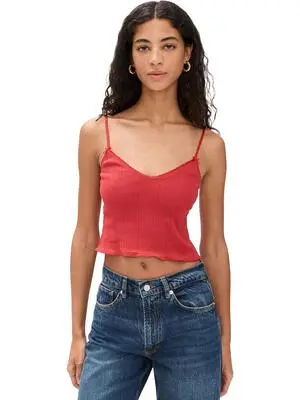 COUCOU Pointelle Knit Cami - Cherry Red