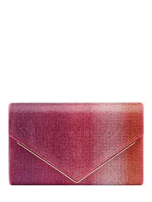 RAFE Satin Envelope Clutch With Crystal Embellishments - Fuchsia / Orange