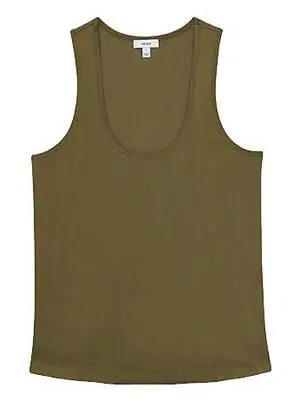 REISS Ruby Sleeveless Top - Khaki Green