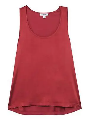 REISS Ruby Sleeveless Stretch-silk Top - Rose Red